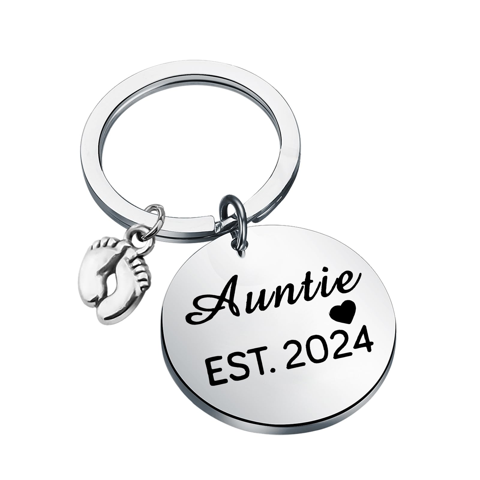 BNQL New Auntie Gifts Keychain Auntie EST 2024 Keychain Aunt Keychain Jewelry Gifts for New Aunt First Time Aunt Gifts (keychain)