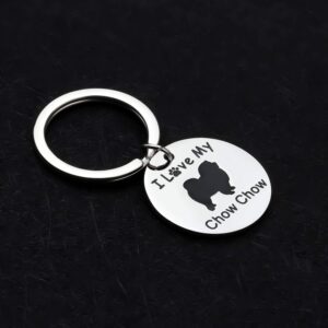 FUSTMW Chow Chow Dog Gifts I Love My Chow Chow Keychain Chow Chow Pet Dog Owner Gifts Chow Chow Pet Animal Lover Friends Gifts (silver)