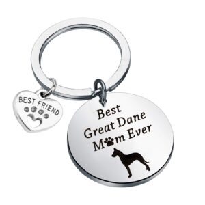 fustmw great dane lover gifts best great dane mom ever keychain great dane mom gifts for dog owners (silver)