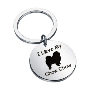 fustmw chow chow dog gifts i love my chow chow keychain chow chow pet dog owner gifts chow chow pet animal lover friends gifts (silver)