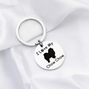 FUSTMW Chow Chow Dog Gifts I Love My Chow Chow Keychain Chow Chow Pet Dog Owner Gifts Chow Chow Pet Animal Lover Friends Gifts (silver)