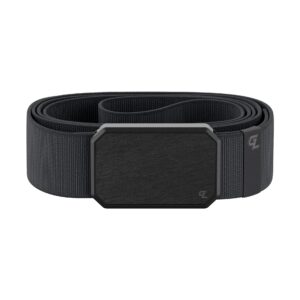 groove life groove belt gun metal/stone - men's stretch nylon belt with magnetic aluminum buckle, lifetime coverage - large (37-40")