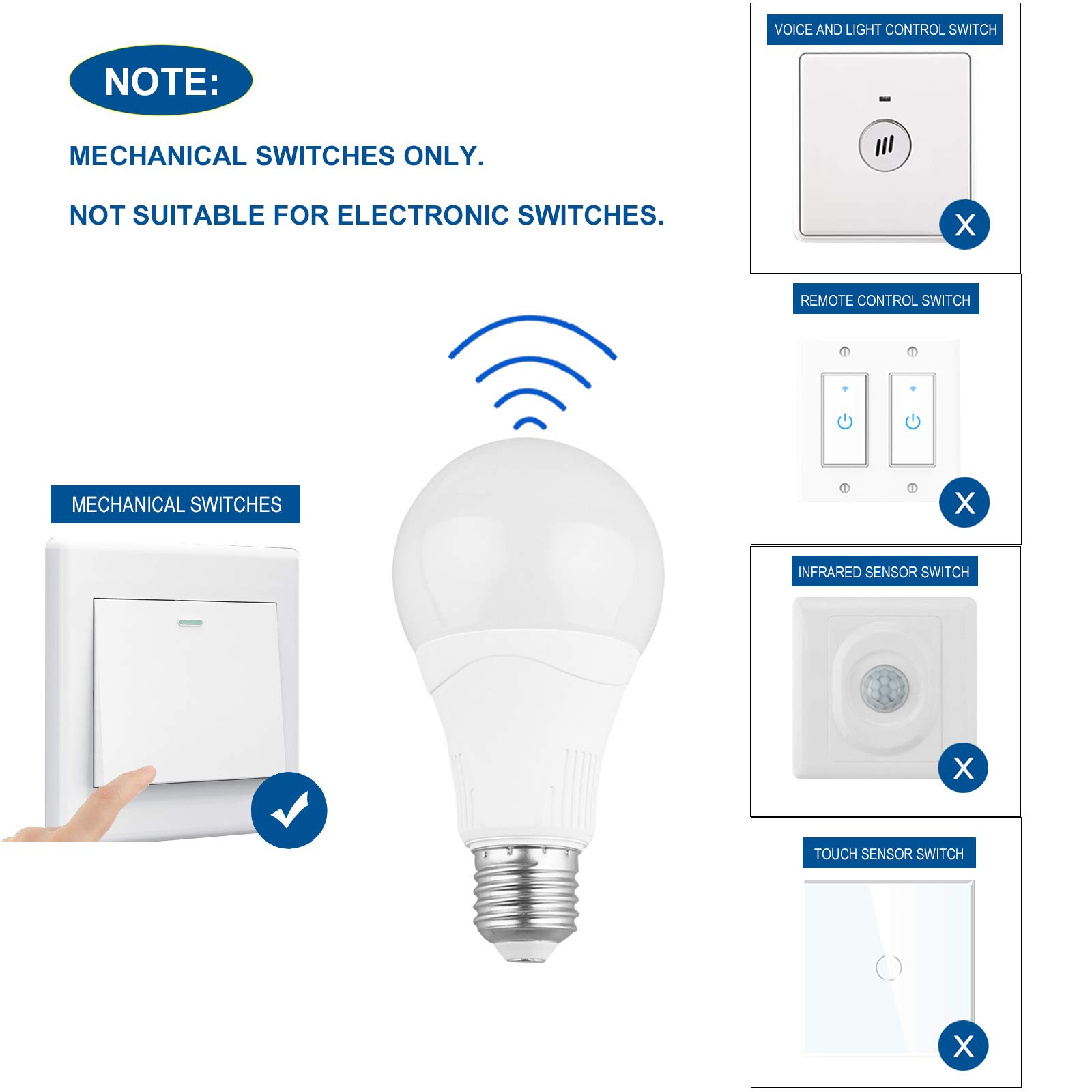 Motion Sensor Light Bulb Outdoor Indoor, 15W (100W Equivalent) Daylight 5000K 1500LM E26 A21 Radar Motion Activated Dusk to Dawn Light for Stairway, Hallway, Porch, Garage, Driveway, Patio, 2 Pack