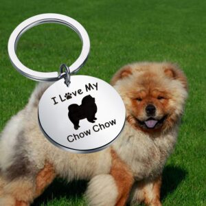 FUSTMW Chow Chow Dog Gifts I Love My Chow Chow Keychain Chow Chow Pet Dog Owner Gifts Chow Chow Pet Animal Lover Friends Gifts (silver)