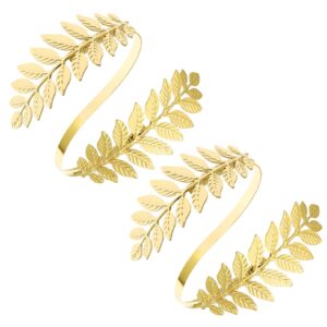 rechicgu gold 2 pieces wedding arm bracelet christmas tree leaf cuff bangle band upper open armlet armband adjustable set jewelry minimalist festival dancer