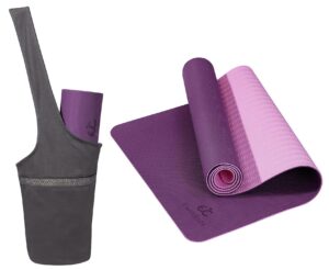 ewedoos premium yoga sets - includes 1 tpe double-layer yoga mat with carrying strap, 1 printed yoga mat bag, perfect for yogi & beginners