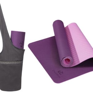 Ewedoos Premium Yoga Sets - Includes 1 TPE Double-Layer Yoga Mat with Carrying Strap, 1 Printed Yoga Mat Bag, Perfect for Yogi & Beginners