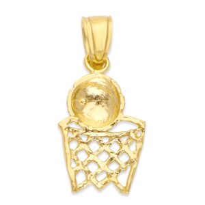 10k Real Solid Gold Basketball Pendant for Necklace, Sports Jewelry Gifts for Him