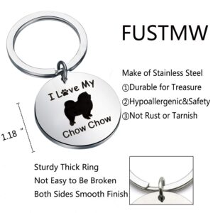 FUSTMW Chow Chow Dog Gifts I Love My Chow Chow Keychain Chow Chow Pet Dog Owner Gifts Chow Chow Pet Animal Lover Friends Gifts (silver)