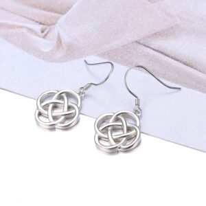 Sllaiss 925 Sterling Silver Celtic Knot Drop Earrings for Women Good Luck Irish Vintage Earrings Love Knot Round Dangle Earrings (Silver Tone)