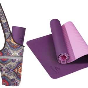 Ewedoos Premium Yoga Sets - Includes 1 TPE Double-Layer Yoga Mat with Carrying Strap, 1 Printed Yoga Mat Bag, Perfect for Yogi & Beginners