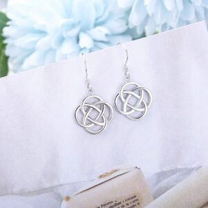 Sllaiss 925 Sterling Silver Celtic Knot Drop Earrings for Women Good Luck Irish Vintage Earrings Love Knot Round Dangle Earrings (Silver Tone)