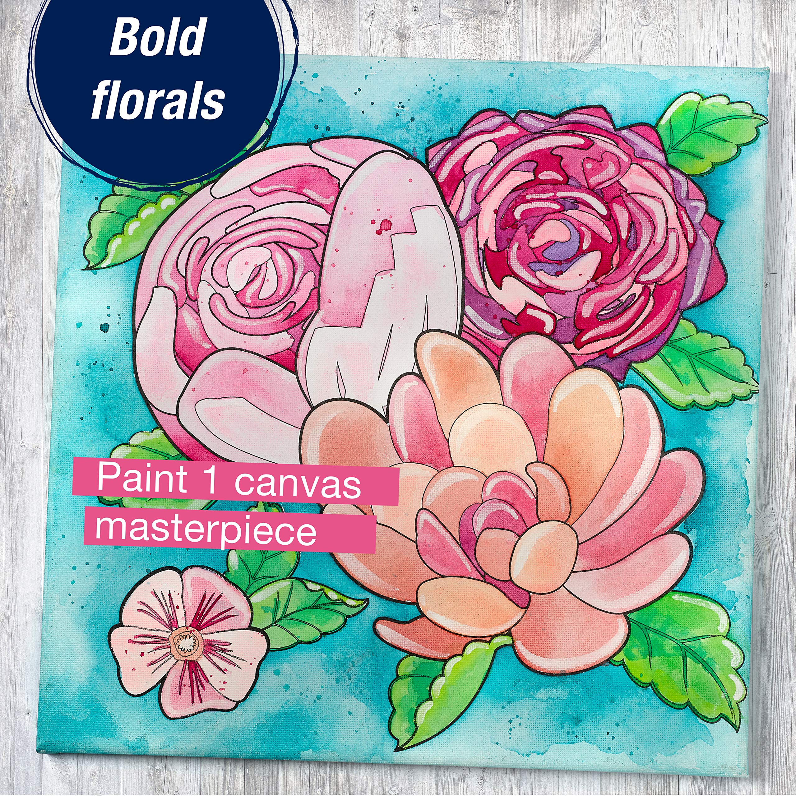 Faber-Castell Paint by Number Watercolor Bold Floral - Adult Paint by Number Kit on Canvas - DIY Flower Painting