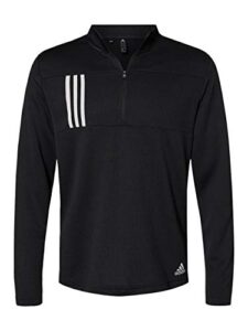 adidas - 3-stripes double knit quarter-zip pullover - a482 - xl - black/grey two