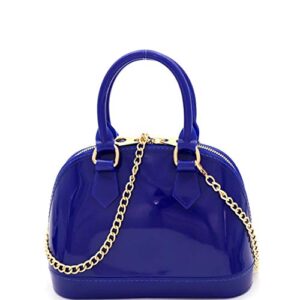 bright rainbow multicolor neon jelly mini satchel medium shoulder bag crossbody (zmini dome satchel - cobalt)