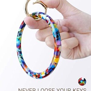 Heesch Bangle Key Ring Bracelet Keychain Key Ring Bracelet for Women, Acetate Circle Keyring for Wrist (Multi Color)