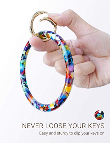 Heesch Bangle Key Ring Bracelet Keychain Key Ring Bracelet for Women, Acetate Circle Keyring for Wrist (Multi Color)