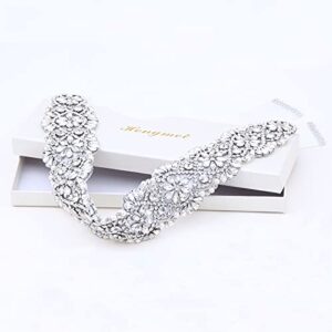 HONGMEI Rhinestone Bridal Belt Crystal Wedding Dress Belt Shiny Wedding Accessories(White)