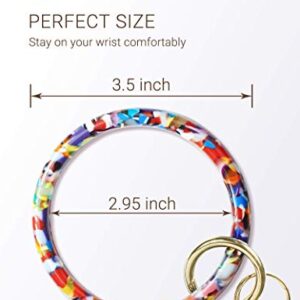 Heesch Bangle Key Ring Bracelet Keychain Key Ring Bracelet for Women, Acetate Circle Keyring for Wrist (Multi Color)