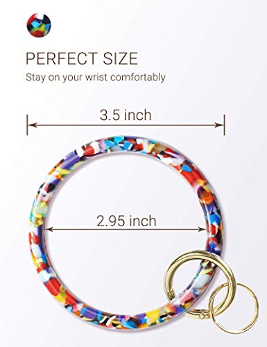 Heesch Bangle Key Ring Bracelet Keychain Key Ring Bracelet for Women, Acetate Circle Keyring for Wrist (Multi Color)