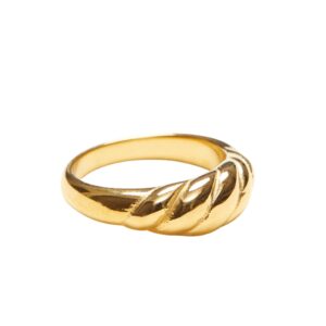 shapes studio 18k gold plated gold dome croissant band ring, stackable ring, signet ring, women jewelry minimalist chic style (small, 7)