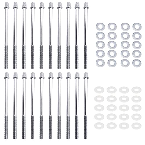 Jiayouy 90mm Bass Drum Tension Rods with Washers Drum Set Mounting Hardware 20/Pack