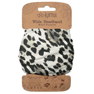 karma leopard headband for women - wide - fabric headband and stretchy hair scarf - black and white