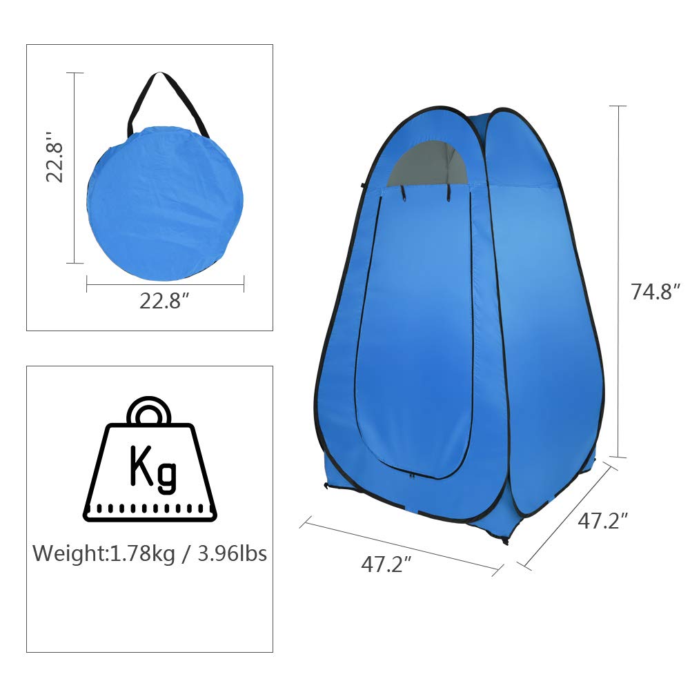 Portable Pop Up Dressing Tent Shower Tent with Window, Outdoor Changing & Fitting Room Toilet Camping Shelter,Blue