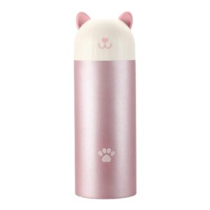 mixu catto cat shape smart thermos bottle with temperature display, 304 stainless steel food grade insulation vacuum flask, leak-proof anti slip 10-ounce portable for children, girls, school, pink