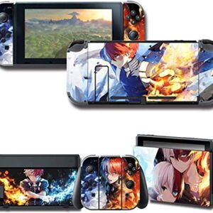 Alvhntr My Hero Academia Vinyl Skin Decal Stickers for Nintendo Switch, Anime Protector Wrap Cover Protective Faceplate Full Set Console Joy-Con Dock (My Hero Academia 2591)