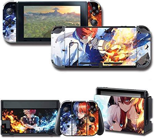 Alvhntr My Hero Academia Vinyl Skin Decal Stickers for Nintendo Switch, Anime Protector Wrap Cover Protective Faceplate Full Set Console Joy-Con Dock (My Hero Academia 2591)