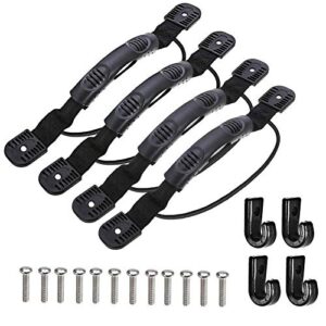 4pcs kayaks canoe side mount handles replacement kit with bungee cord paddle holder accessories + 4 pcs j hook with hardware kit for luggage handle, cooler handle