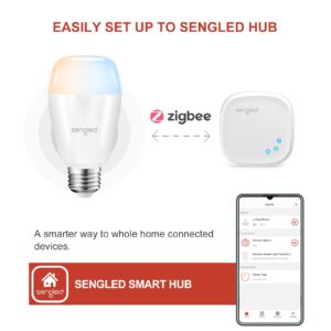 Sengled Zigbee Smart Bulbs, Tunable White 2700K~6500K, Hub Required, Dimmable via Wall Switch, Works with SmartThings and Echo Plus with Built-in Hub, Daylight A19 E26, Voice & APP Control, 4 Pack