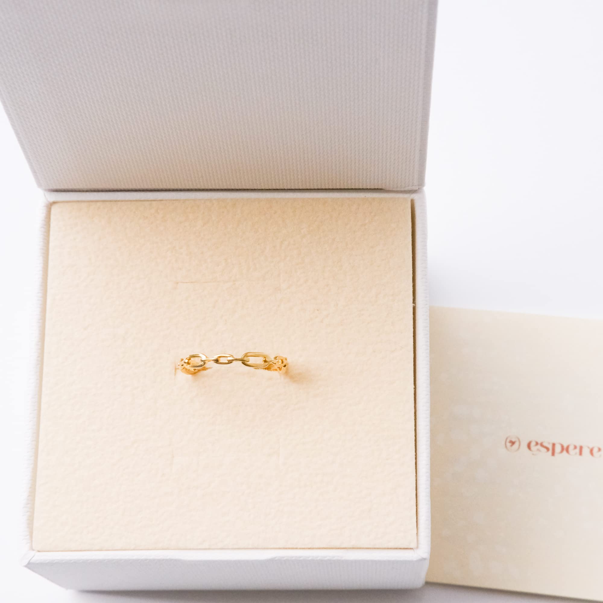 espere 18K Gold Plated Simple Link Ring Simple Gold Rings | Women's Minimalist Stacking Band