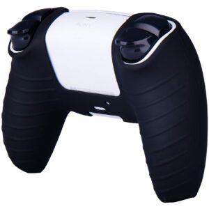 YoRHa Silicone Cover Skin Case for PS5 Controller x 1(Black) with Thumb Grips x 10