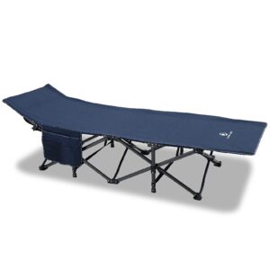 alpha camp oversized camping cot supports 600 lbs sleeping bed folding steel frame portable with carry bag,navy