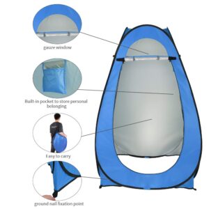 Portable Pop Up Dressing Tent Shower Tent with Window, Outdoor Changing & Fitting Room Toilet Camping Shelter,Blue