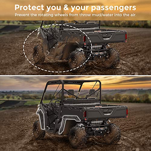 Kemimoto UTV Fender Flare, Front and Rear Extended Mud Guards Compatible with Can Am Defender HD 5/ HD8/ HD10/ MAX 2016 17 18 19 20 21 22 23 Replace OEM #715006821 715002424 715006822