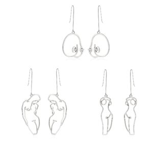 abstract geometric earring lady body face form aesthetic dangle earring quirky edgy fun weird jewelry for women