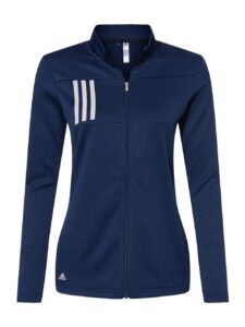 adidas - women's 3-stripes double knit full-zip - a483 - l - team navy blue/ grey two