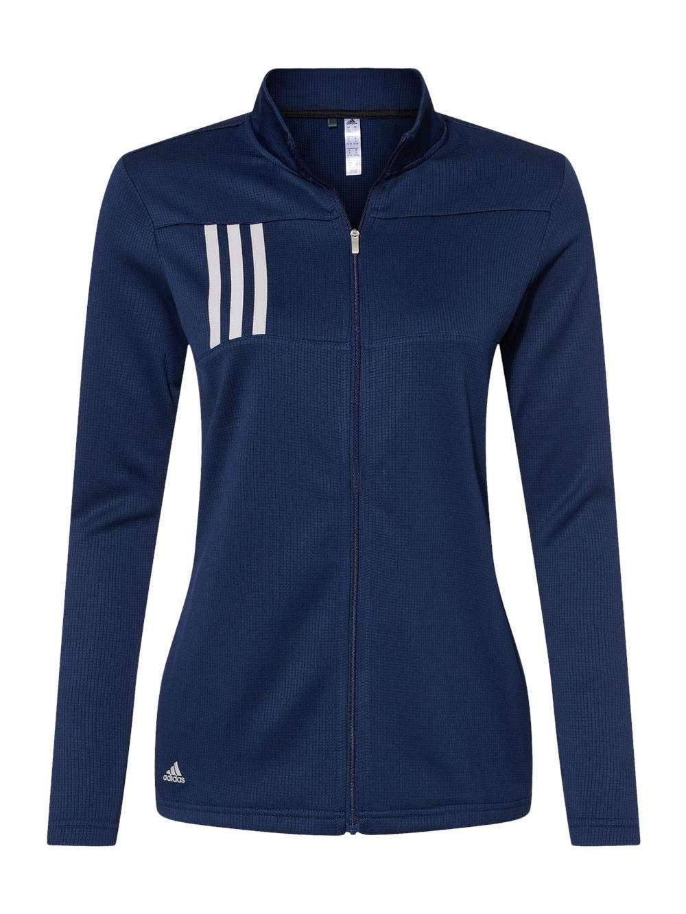 Adidas - Women's 3-Stripes Double Knit Full-Zip - A483 - L - Team Navy Blue/ Grey Two