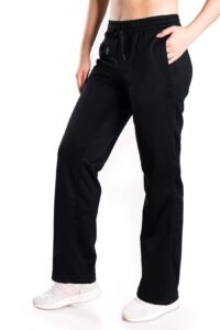 yogipace extra tall women's water resistant thermal fleece pants winter lounge running sweatpants with pockets,37",black,m