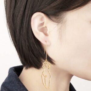 Female Face Body Dangle Earring Gold Aesthetic Statement Earring Abstract Fun Jewelry for Women