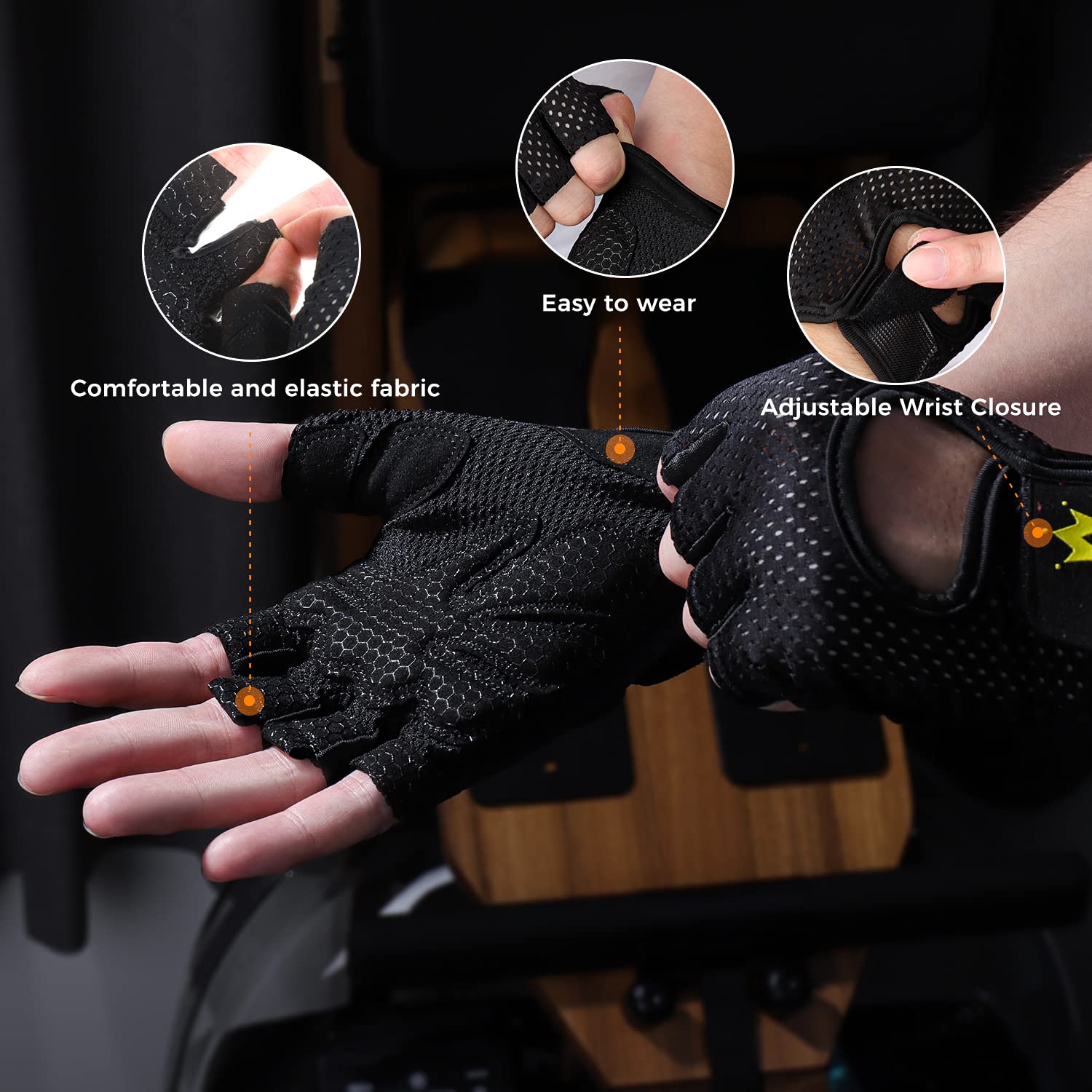 TOPIOM Workout Gloves, Half Palm Protection Exercise Gloves for Men & Women, Breathable Anti-Slip Durability