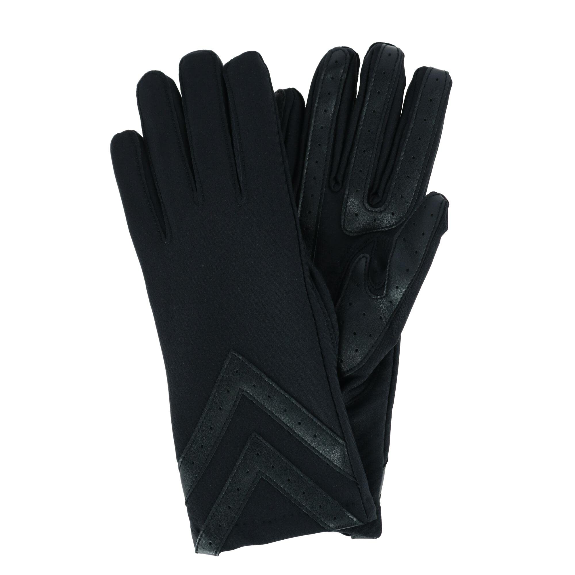 Women’s Isotoner Chevron Spandex Gloves L/XL / Midnight Black