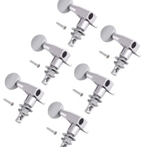 Holmer Guitar String Tuning Pegs Tuning Machines Sealed Machine Heads Grover Tuners Tuning Keys Oval Button 6 In Line for Right Handed Electric Guitar or Acoustic Guitar Chrome.