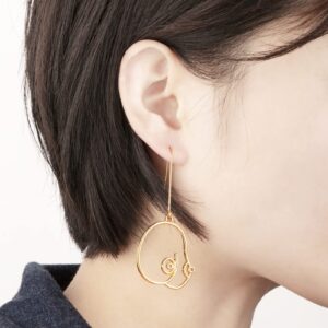 Female Face Body Dangle Earring Gold Aesthetic Statement Earring Abstract Fun Jewelry for Women