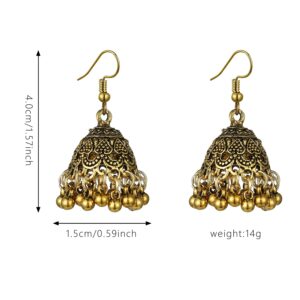 Indian Jewelry Vintage Bell Tassel Earring Boho Antique Ethnic Silver Gold Plated Drop Hanging Earrings For Women Pendientes 2 pcs (Bell Tassel Earring(Gold+Silver))