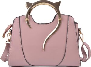 qzunique cat purse for women cute top handle shoulder bag for teens girls pu leather gothic handbag crossbody bag