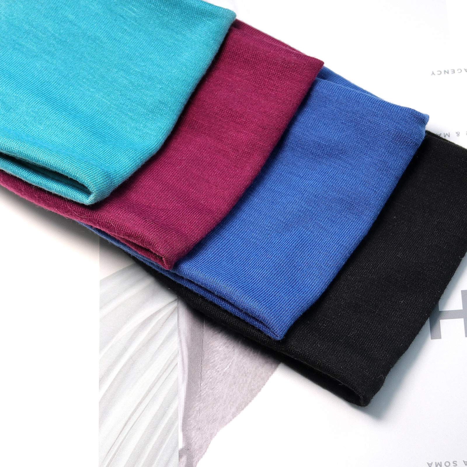 Headbands for Women, Kuaima Workout Yoga Headband Non Slip Stretchy Cotton Headband Sweat Head Bands for Sports Running Fitness(4Pcs)